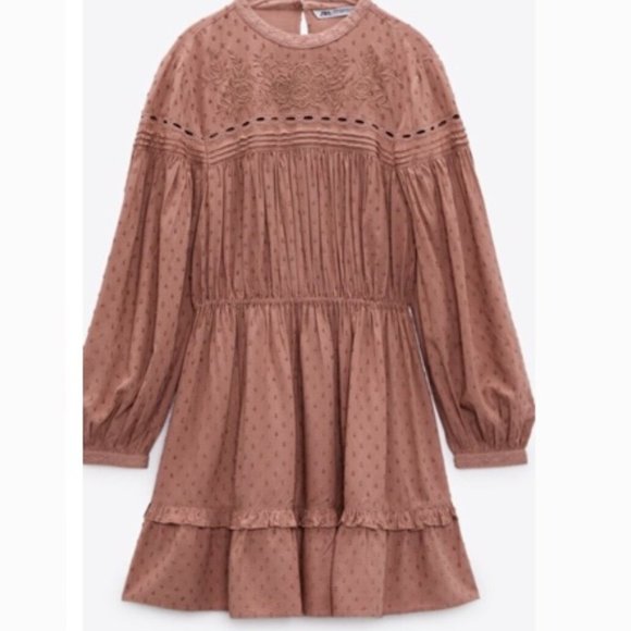 Zara | Dresses | Zara Embroidered Rose Mini Dress | Poshmark